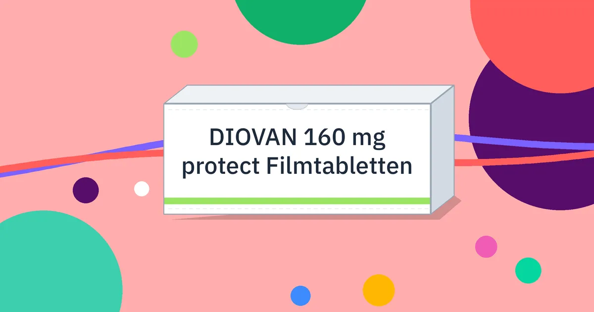 Symbolbild: Packung mit der Aufschrift DIOVAN 160 mg protect Filmtabletten (PZN 04948492) – Verfügbarkeit und Bezug in Apotheken in Frankfurt am Main