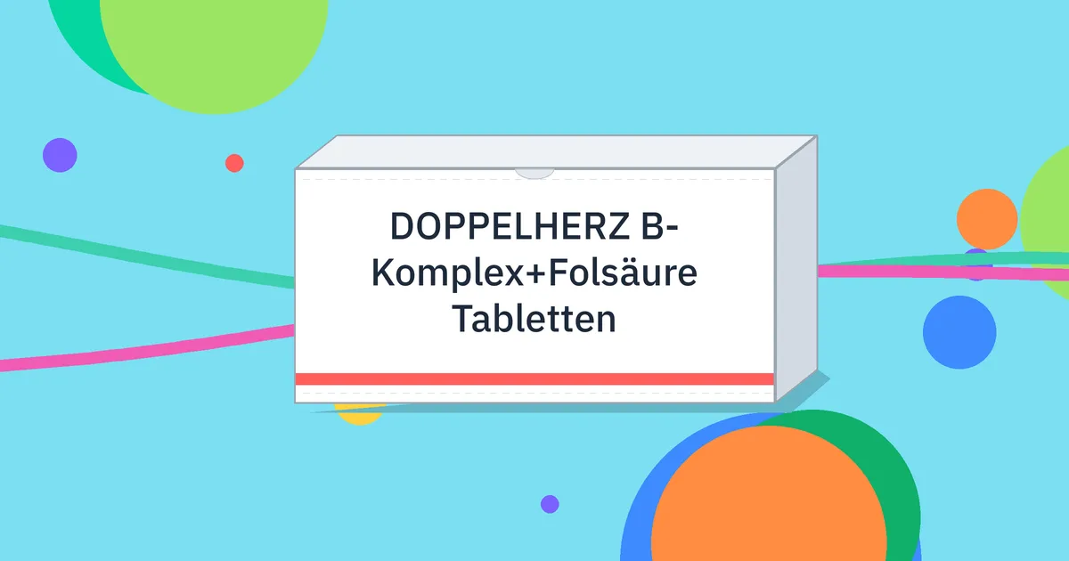Symbolbild: Packung mit der Aufschrift DOPPELHERZ B-Komplex+Folsäure Tabletten (PZN 19288541) – Verfügbarkeit und Bezug in Apotheken in Frankfurt am Main