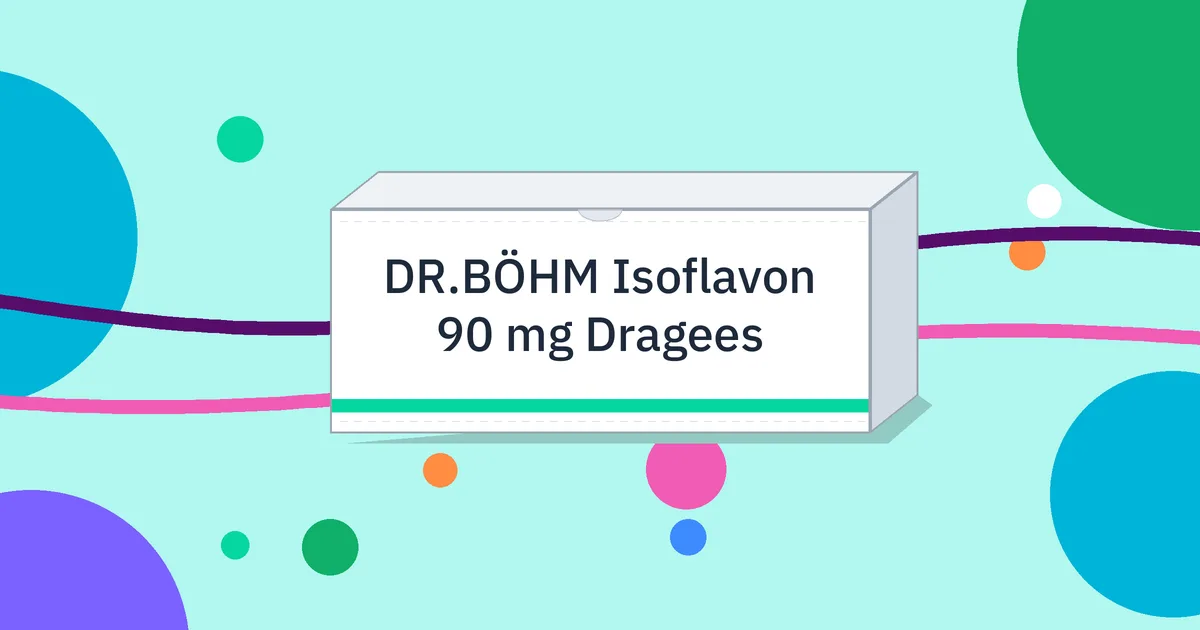 Symbolbild: Packung mit der Aufschrift DR.BÖHM Isoflavon 90 mg Dragees (PZN 00451412) – Verfügbarkeit und Bezug in Apotheken in Frankfurt am Main