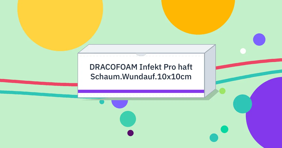 Symbolbild: Packung mit der Aufschrift DRACOFOAM Infekt Pro haft Schaum.Wundauf.10x10cm (PZN 19964120) – Verfügbarkeit und Bezug in Apotheken in Frankfurt am Main