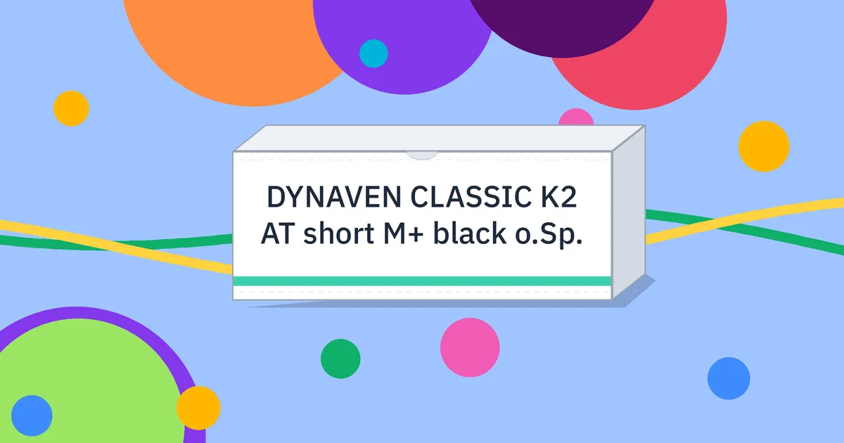 Symbolbild: Packung mit der Aufschrift DYNAVEN CLASSIC K2 AT short M+ black o.Sp. (PZN 18418929) – Verfügbarkeit und Bezug in Apotheken in Frankfurt am Main