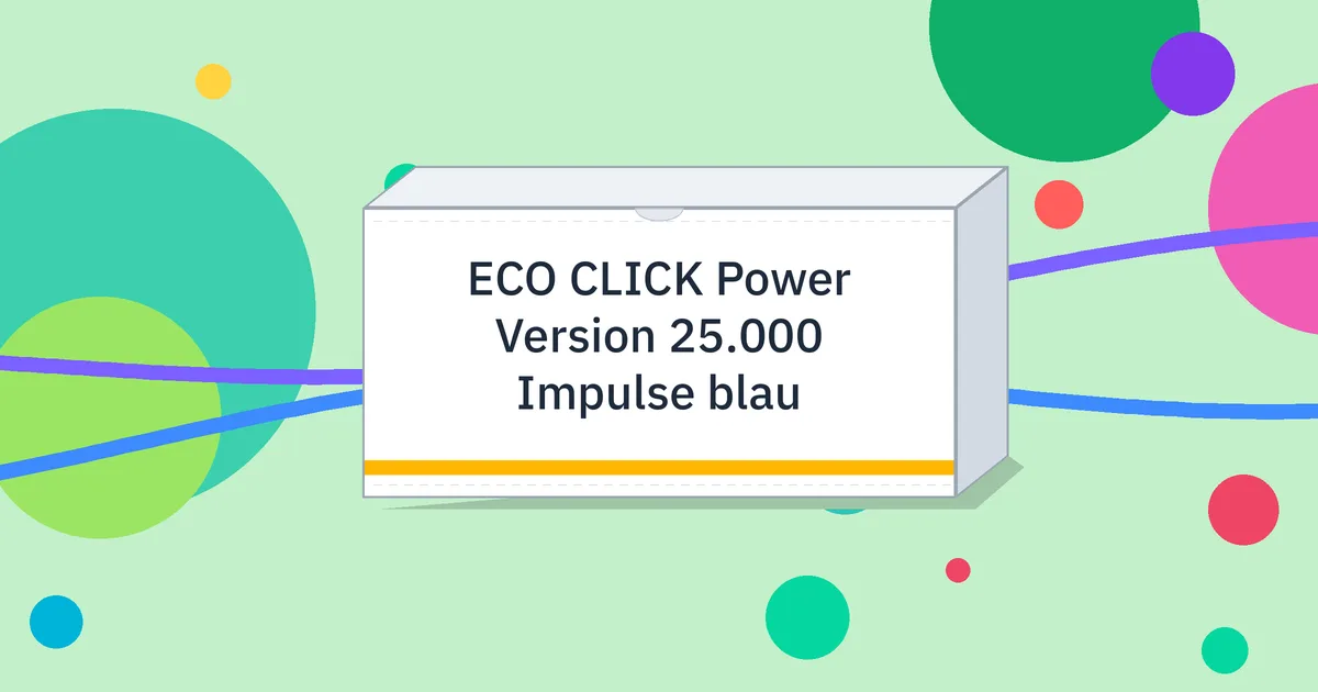 Symbolbild: Packung mit der Aufschrift ECO CLICK Power Version 25.000 Impulse blau (PZN 04392600) – Verfügbarkeit und Bezug in Apotheken in Frankfurt am Main