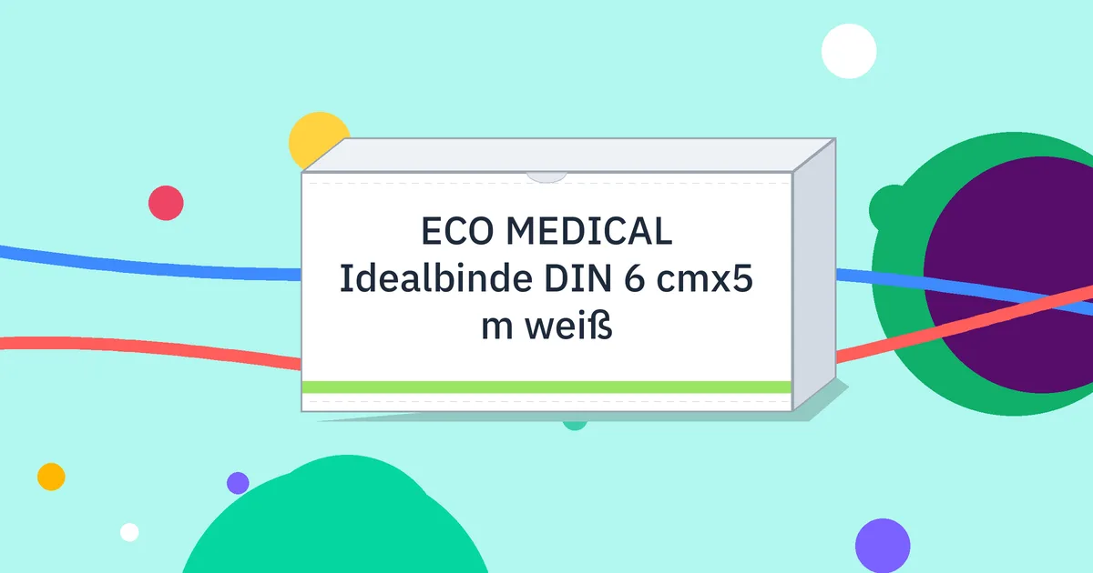 Symbolbild: Packung mit der Aufschrift ECO MEDICAL Idealbinde DIN 6 cmx5 m weiß (PZN 00746426) – Verfügbarkeit und Bezug in Apotheken in Frankfurt am Main