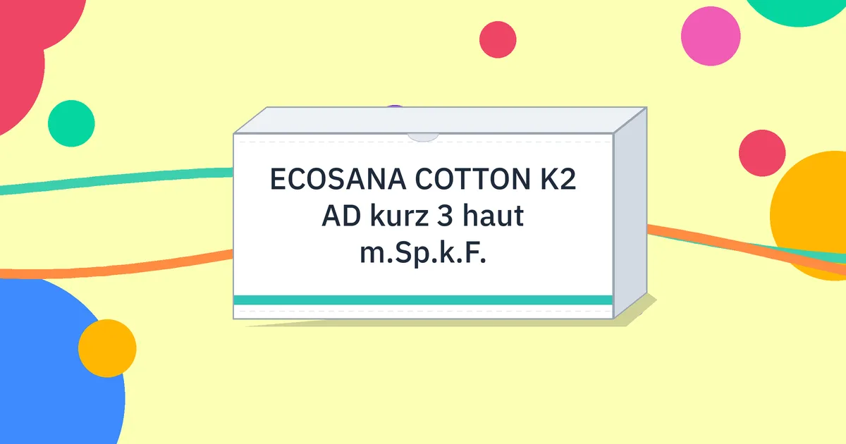 Symbolbild: Packung mit der Aufschrift ECOSANA COTTON K2 AD kurz 3 haut m.Sp.k.F. (PZN 16947693) – Verfügbarkeit und Bezug in Apotheken in Frankfurt am Main