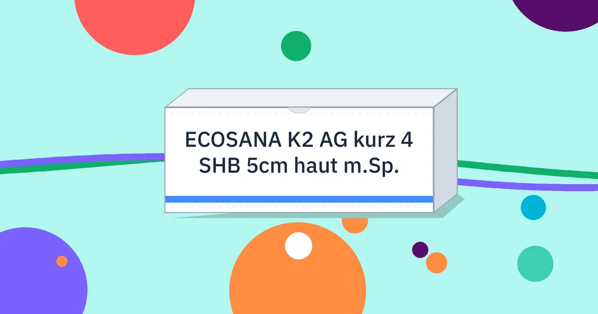 Symbolbild: Packung mit der Aufschrift ECOSANA K2 AG kurz 4 SHB 5cm haut m.Sp. (PZN 01452572) – Verfügbarkeit und Bezug in Apotheken in Frankfurt am Main
