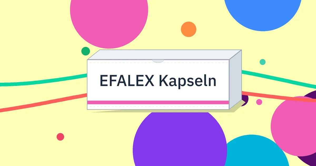 Symbolbild: Packung mit der Aufschrift EFALEX Kapseln (PZN 19686106) – Verfügbarkeit und Bezug in Apotheken in Frankfurt am Main