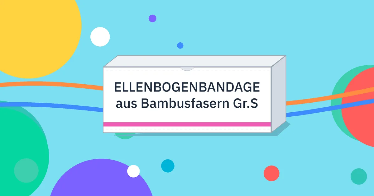 Symbolbild: Packung mit der Aufschrift ELLENBOGENBANDAGE aus Bambusfasern Gr.S (PZN 13057740) – Verfügbarkeit und Bezug in Apotheken in Frankfurt am Main