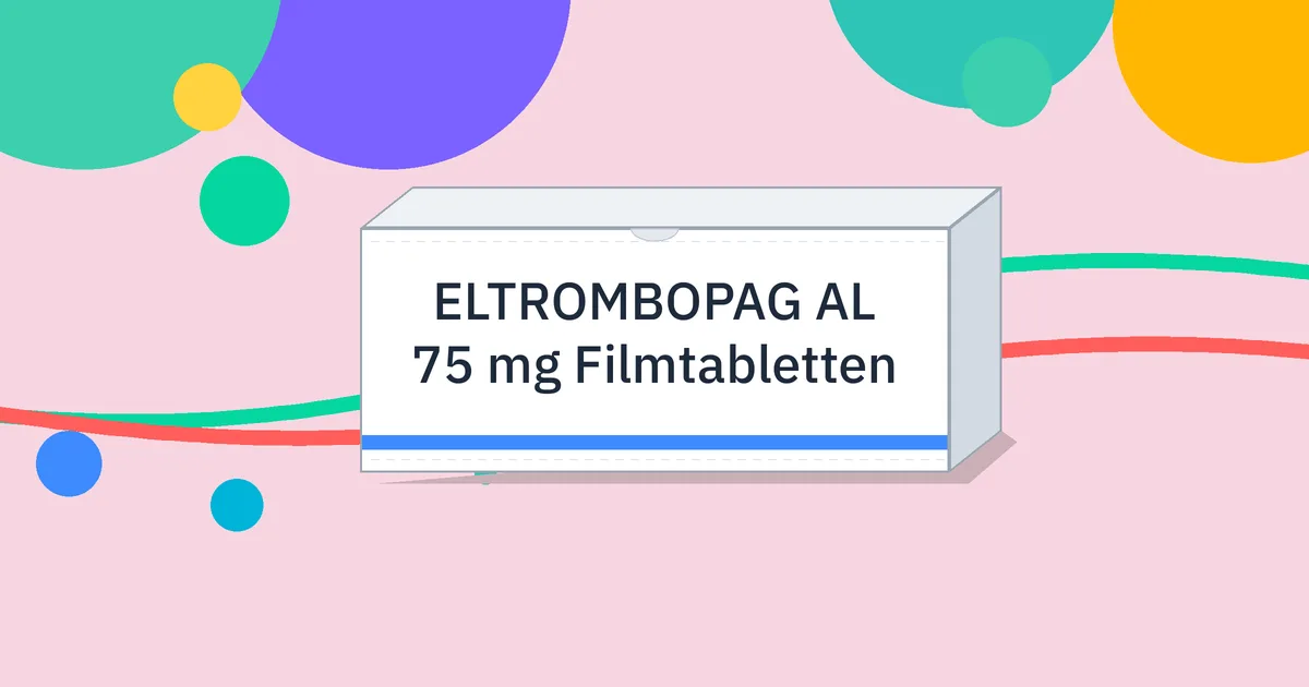 Symbolbild: Packung mit der Aufschrift ELTROMBOPAG AL 75 mg Filmtabletten (PZN 19684159) – Verfügbarkeit und Bezug in Apotheken in Frankfurt am Main