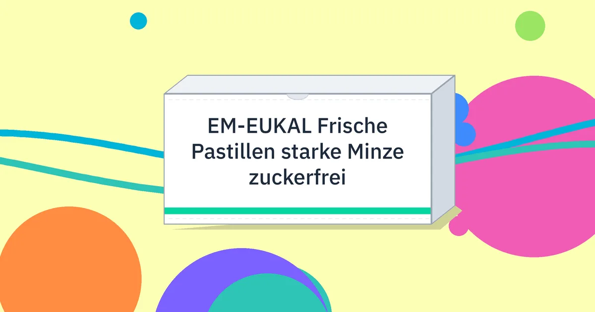 Symbolbild: Packung mit der Aufschrift EM-EUKAL Frische Pastillen starke Minze zuckerfrei (PZN 14331315) – Verfügbarkeit und Bezug in Apotheken in Frankfurt am Main