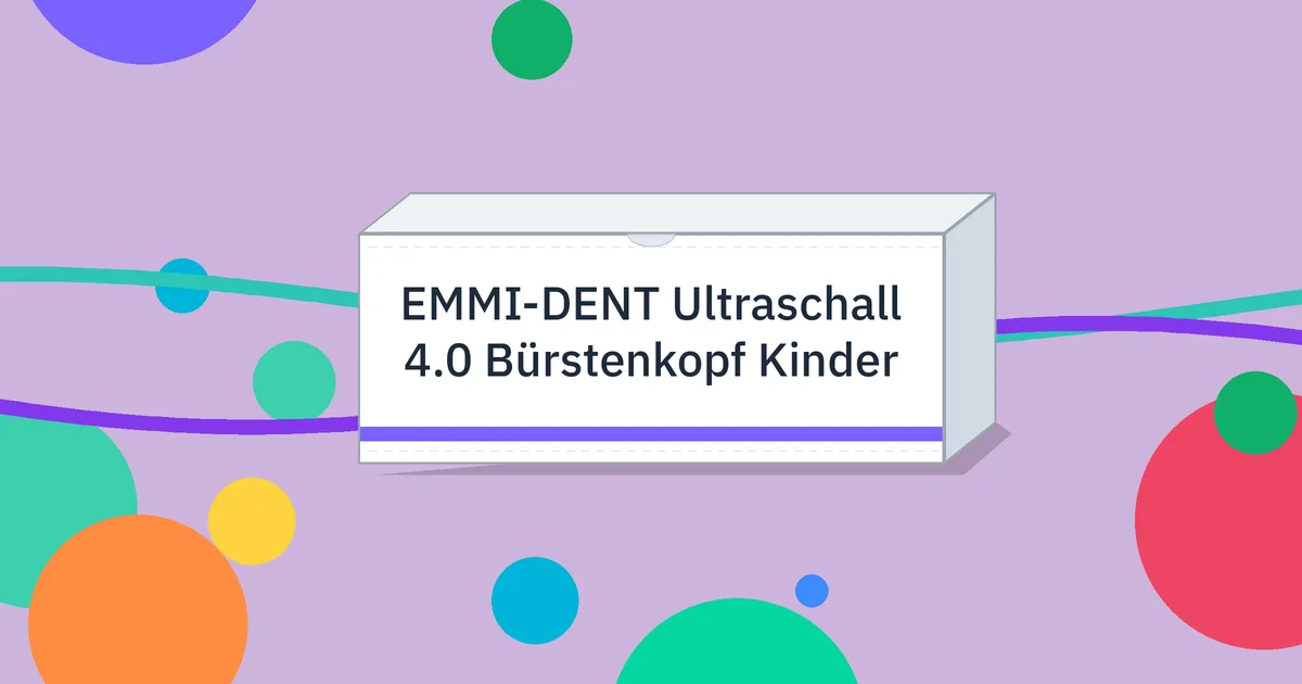 Symbolbild: Packung mit der Aufschrift EMMI-DENT Ultraschall 4.0 Bürstenkopf Kinder (PZN 13914919) – Verfügbarkeit und Bezug in Apotheken in Frankfurt am Main
