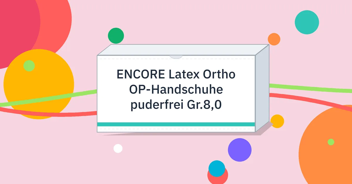 Symbolbild: Packung mit der Aufschrift ENCORE Latex Ortho OP-Handschuhe puderfrei Gr.8,0 (PZN 13164051) – Verfügbarkeit und Bezug in Apotheken in Frankfurt am Main