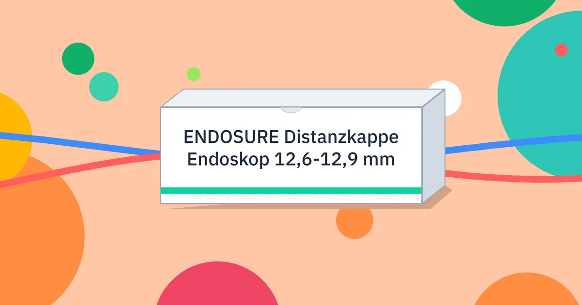 Symbolbild: Packung mit der Aufschrift ENDOSURE Distanzkappe Endoskop 12,6-12,9 mm (PZN 20539273) – Verfügbarkeit und Bezug in Apotheken in Frankfurt am Main