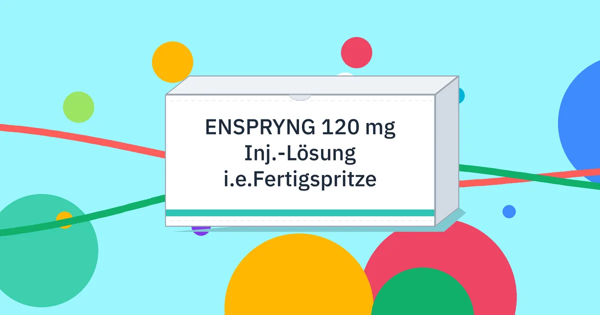 Symbolbild: Packung mit der Aufschrift ENSPRYNG 120 mg Inj.-Lösung i.e.Fertigspritze (PZN 15638300) – Verfügbarkeit und Bezug in Apotheken in Frankfurt am Main