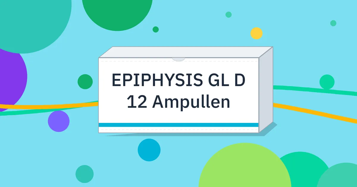Symbolbild: Packung mit der Aufschrift EPIPHYSIS GL D 12 Ampullen (PZN 03357398) – Verfügbarkeit und Bezug in Apotheken in Frankfurt am Main
