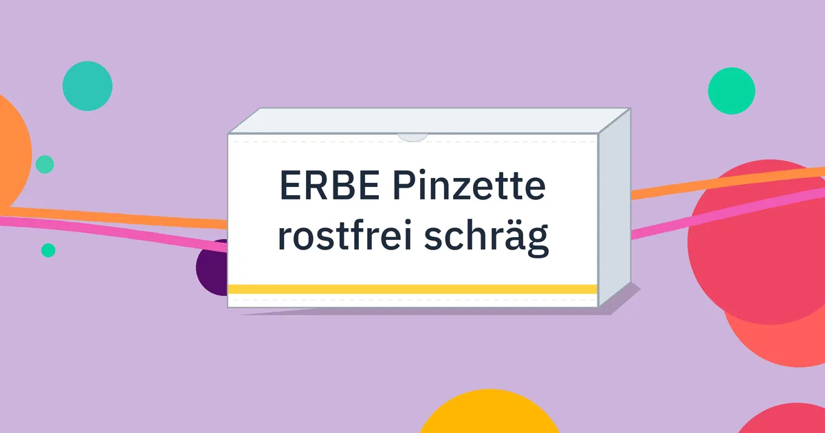 Symbolbild: Packung mit der Aufschrift ERBE Pinzette rostfrei schräg (PZN 02719646) – Verfügbarkeit und Bezug in Apotheken in Frankfurt am Main