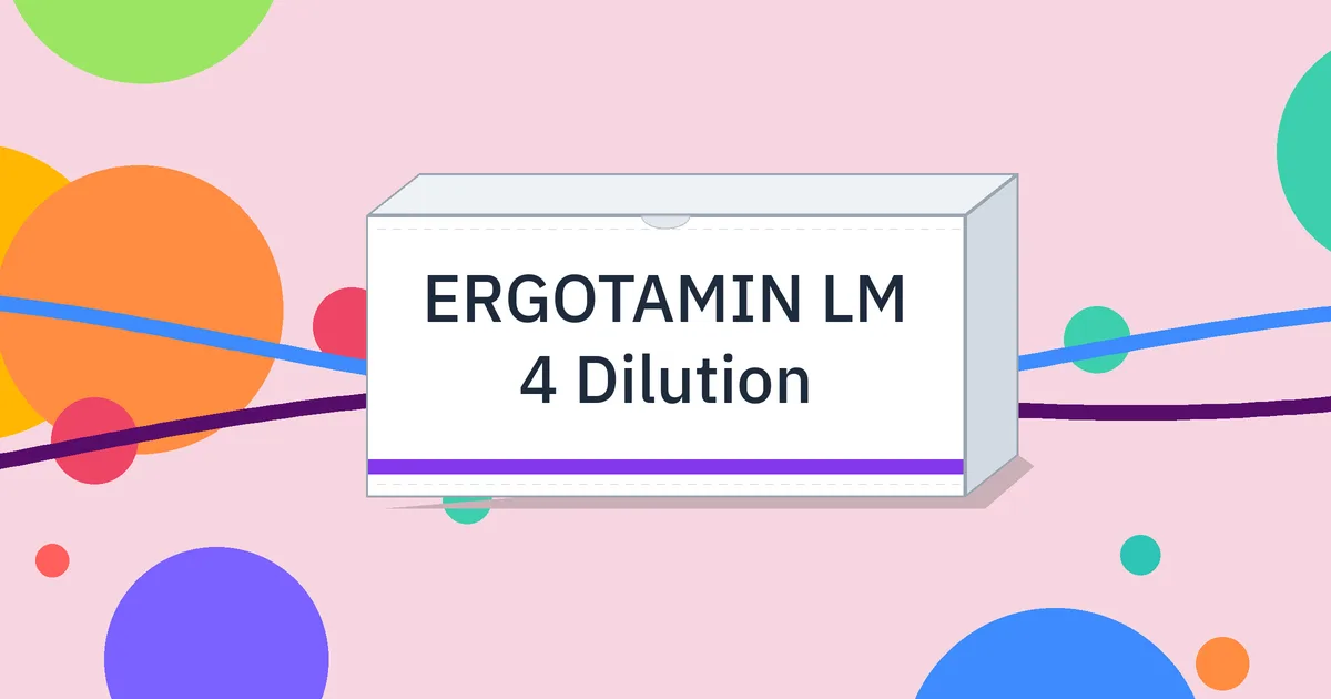 Symbolbild: Packung mit der Aufschrift ERGOTAMIN LM 4 Dilution (PZN 12844766) – Verfügbarkeit und Bezug in Apotheken in Frankfurt am Main