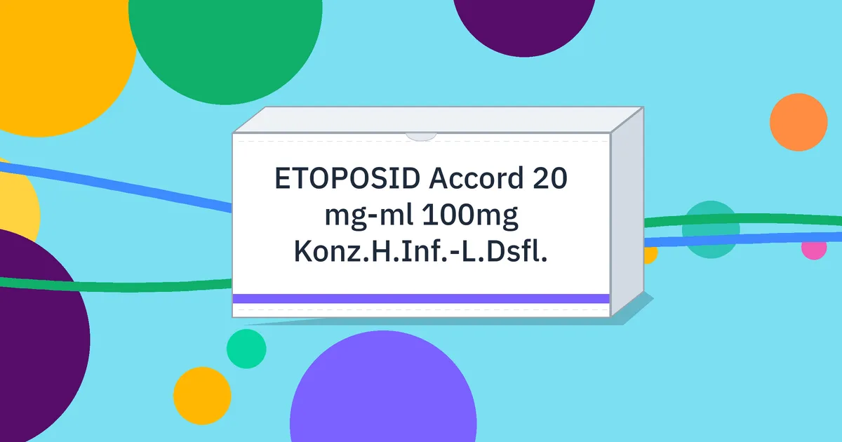 Symbolbild: Packung mit der Aufschrift ETOPOSID Accord 20 mg-ml 100mg Konz.H.Inf.-L.Dsfl. (PZN 10536210) – Verfügbarkeit und Bezug in Apotheken in Frankfurt am Main