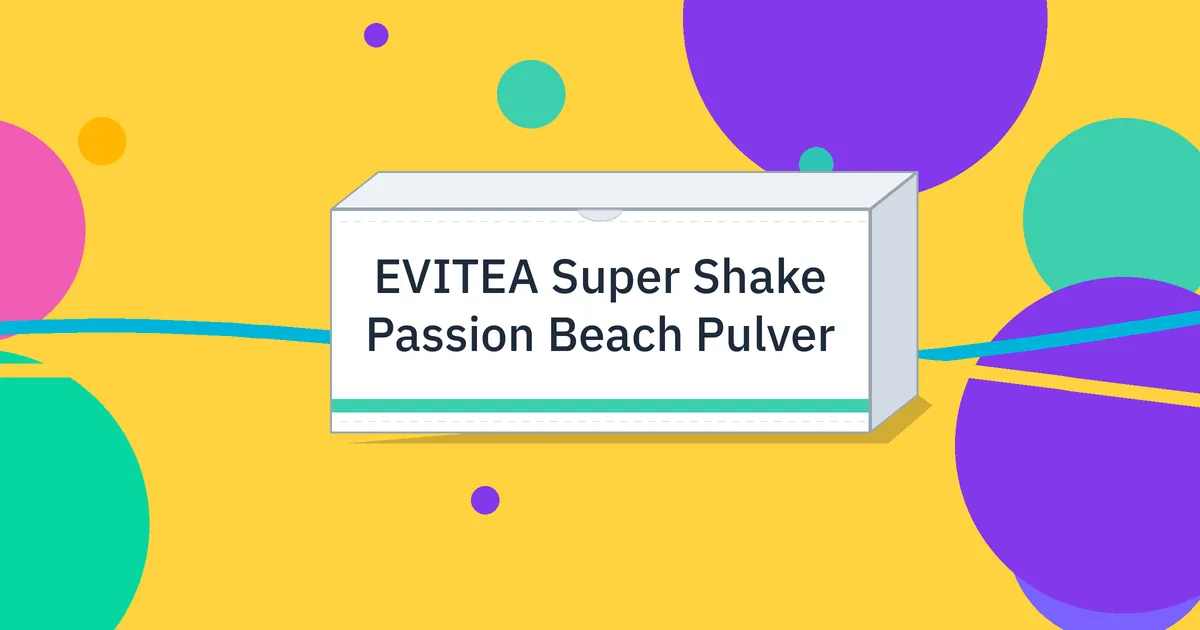 Symbolbild: Packung mit der Aufschrift EVITEA Super Shake Passion Beach Pulver (PZN 16611622) – Verfügbarkeit und Bezug in Apotheken in Frankfurt am Main