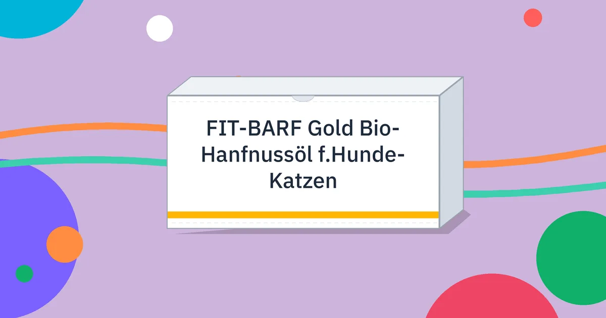 Symbolbild: Packung mit der Aufschrift FIT-BARF Gold Bio-Hanfnussöl f.Hunde-Katzen (PZN 17549925) – Verfügbarkeit und Bezug in Apotheken in Frankfurt am Main