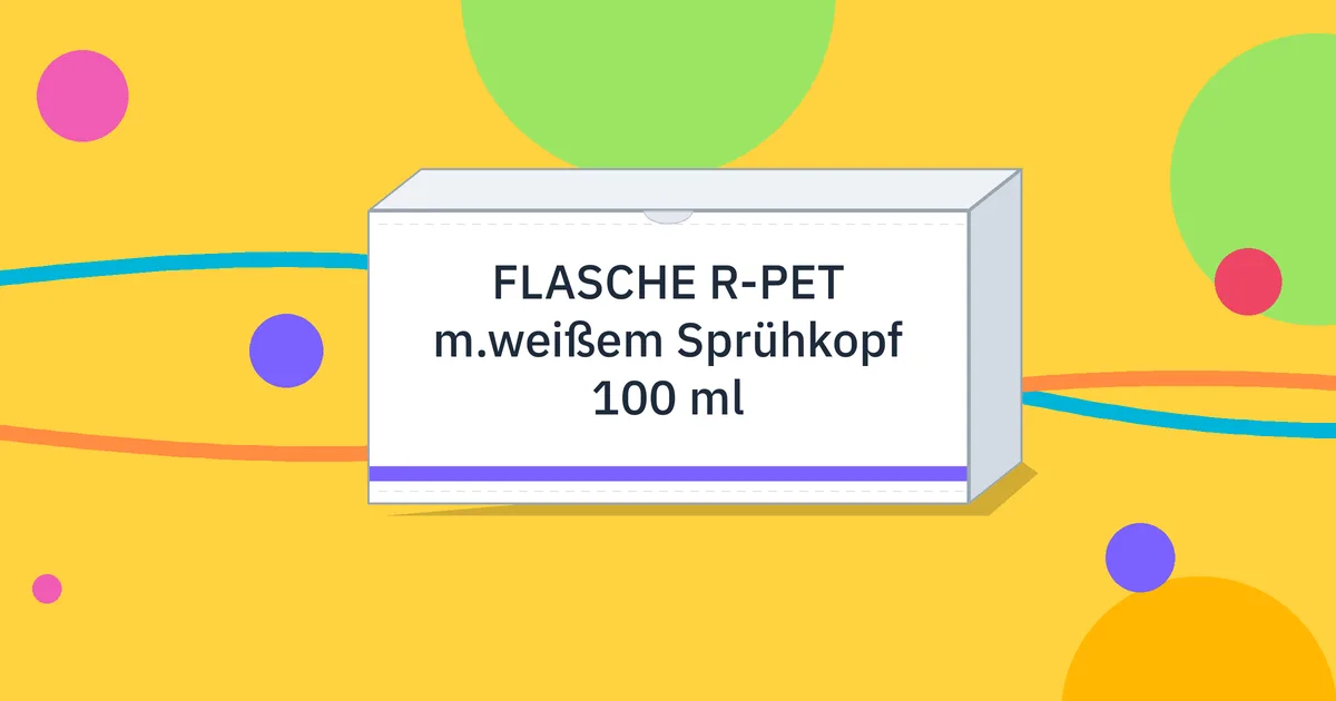 Symbolbild: Packung mit der Aufschrift FLASCHE R-PET m.weißem Sprühkopf 100 ml (PZN 16681083) – Verfügbarkeit und Bezug in Apotheken in Frankfurt am Main