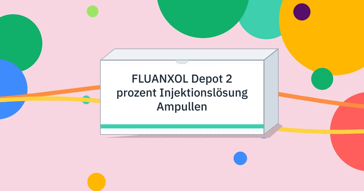 Symbolbild: Packung mit der Aufschrift FLUANXOL Depot 2 prozent Injektionslösung Ampullen (PZN 06309230) – Verfügbarkeit und Bezug in Apotheken in Frankfurt am Main