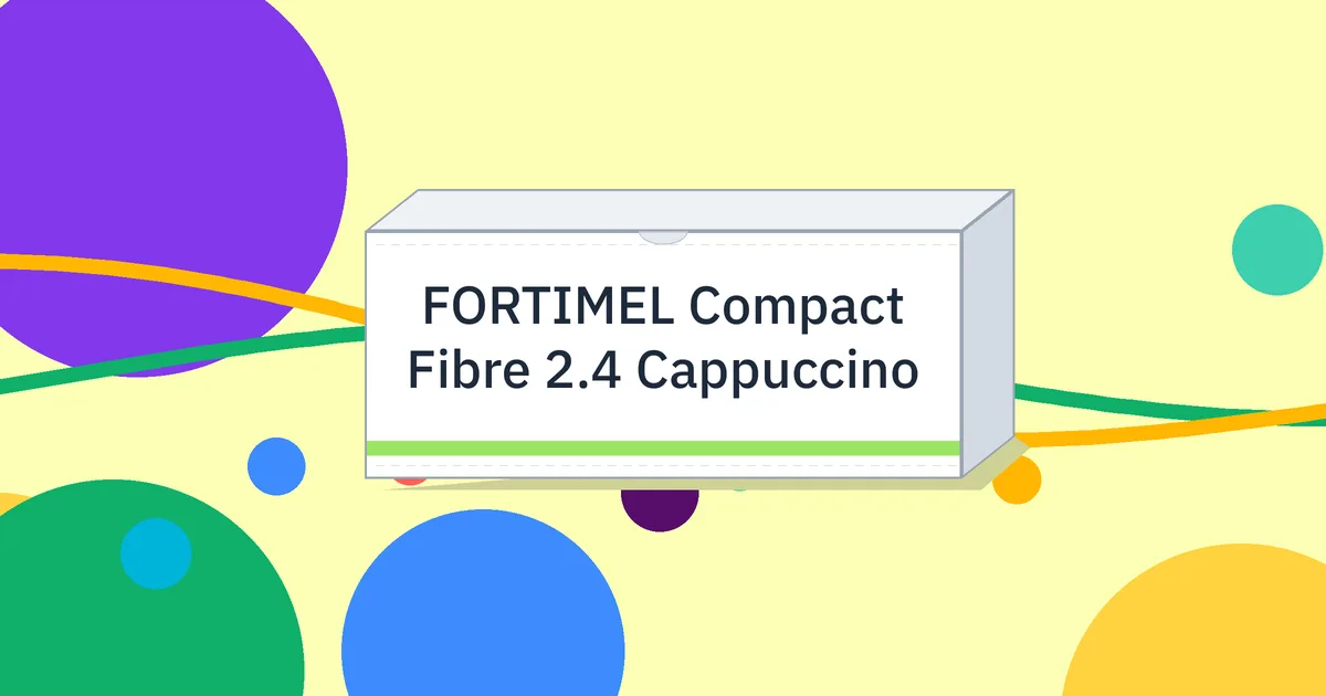 Symbolbild: Packung mit der Aufschrift FORTIMEL Compact Fibre 2.4 Cappuccino (PZN 19531154) – Verfügbarkeit und Bezug in Apotheken in Frankfurt am Main