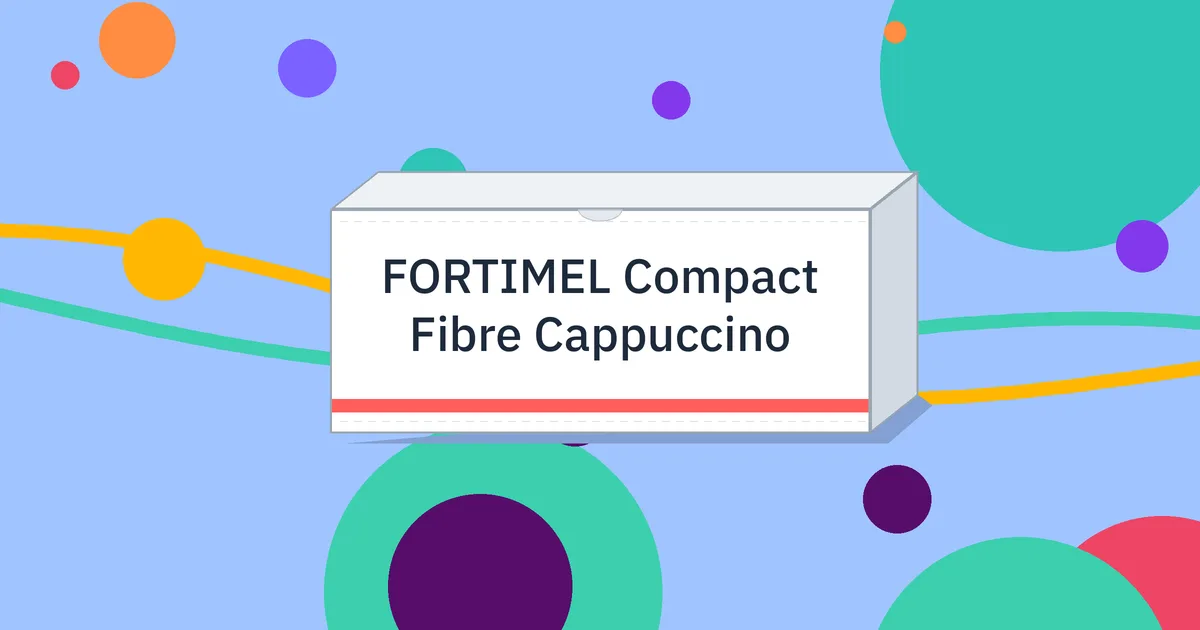 Symbolbild: Packung mit der Aufschrift FORTIMEL Compact Fibre Cappuccino (PZN 11591346) – Verfügbarkeit und Bezug in Apotheken in Frankfurt am Main