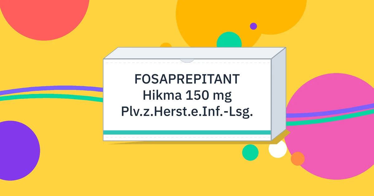 Symbolbild: Packung mit der Aufschrift FOSAPREPITANT Hikma 150 mg Plv.z.Herst.e.Inf.-Lsg. (PZN 16360203) – Verfügbarkeit und Bezug in Apotheken in Frankfurt am Main