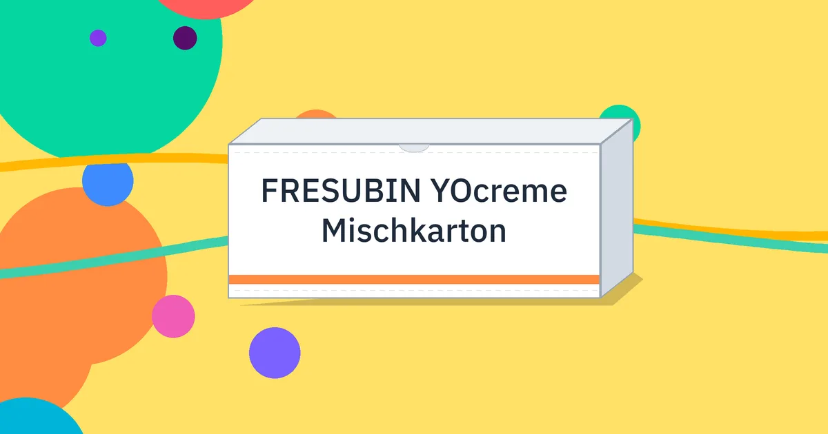 Symbolbild: Packung mit der Aufschrift FRESUBIN YOcreme Mischkarton (PZN 09510197) – Verfügbarkeit und Bezug in Apotheken in Frankfurt am Main