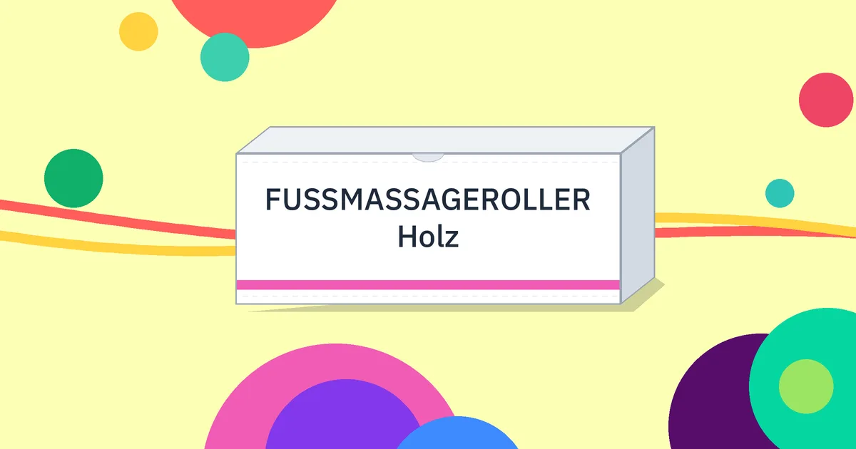 Symbolbild: Packung mit der Aufschrift FUSSMASSAGEROLLER Holz (PZN 03174002) – Verfügbarkeit und Bezug in Apotheken in Frankfurt am Main