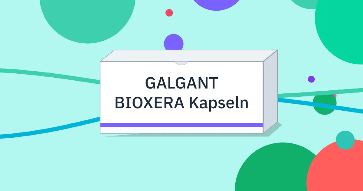 Symbolbild: Packung mit der Aufschrift GALGANT BIOXERA Kapseln (PZN 19764929) – Verfügbarkeit und Bezug in Apotheken in Frankfurt am Main