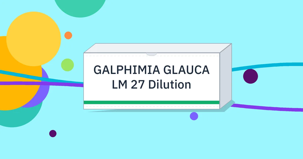 Symbolbild: Packung mit der Aufschrift GALPHIMIA GLAUCA LM 27 Dilution (PZN 12875494) – Verfügbarkeit und Bezug in Apotheken in Frankfurt am Main