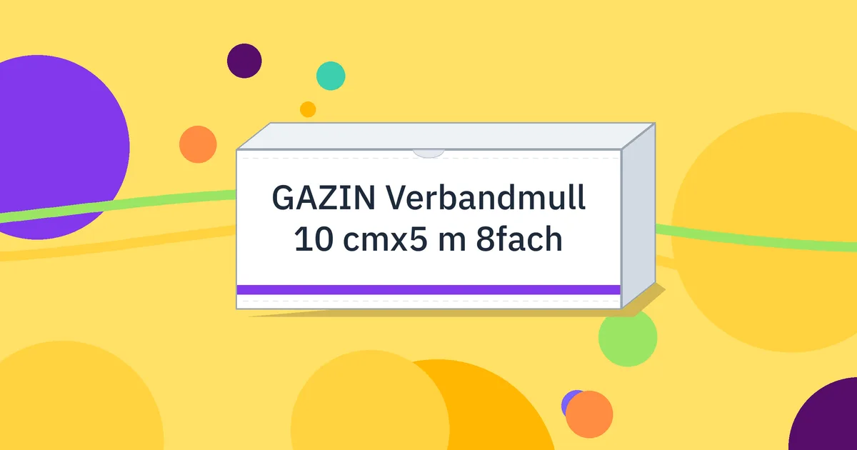 Symbolbild: Packung mit der Aufschrift GAZIN Verbandmull 10 cmx5 m 8fach (PZN 01083689) – Verfügbarkeit und Bezug in Apotheken in Frankfurt am Main