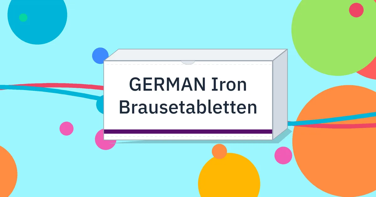 Symbolbild: Packung mit der Aufschrift GERMAN Iron Brausetabletten (PZN 08459301) – Verfügbarkeit und Bezug in Apotheken in Frankfurt am Main