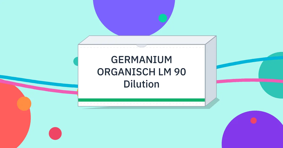 Symbolbild: Packung mit der Aufschrift GERMANIUM ORGANISCH LM 90 Dilution (PZN 16364017) – Verfügbarkeit und Bezug in Apotheken in Frankfurt am Main
