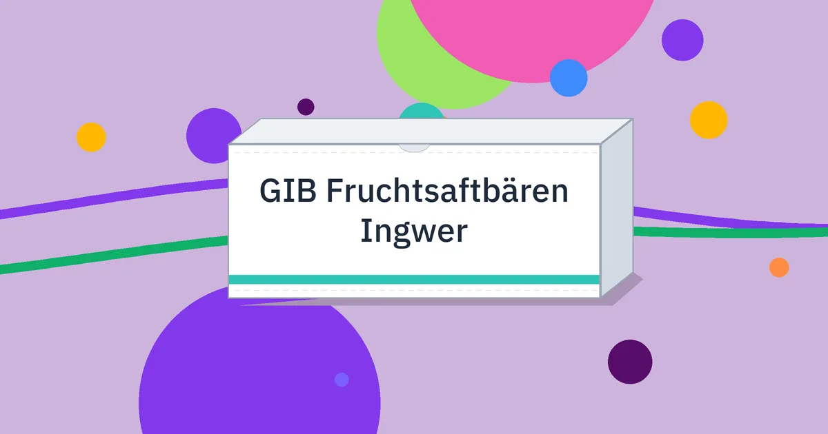 Symbolbild: Packung mit der Aufschrift GIB Fruchtsaftbären Ingwer (PZN 18467922) – Verfügbarkeit und Bezug in Apotheken in Frankfurt am Main