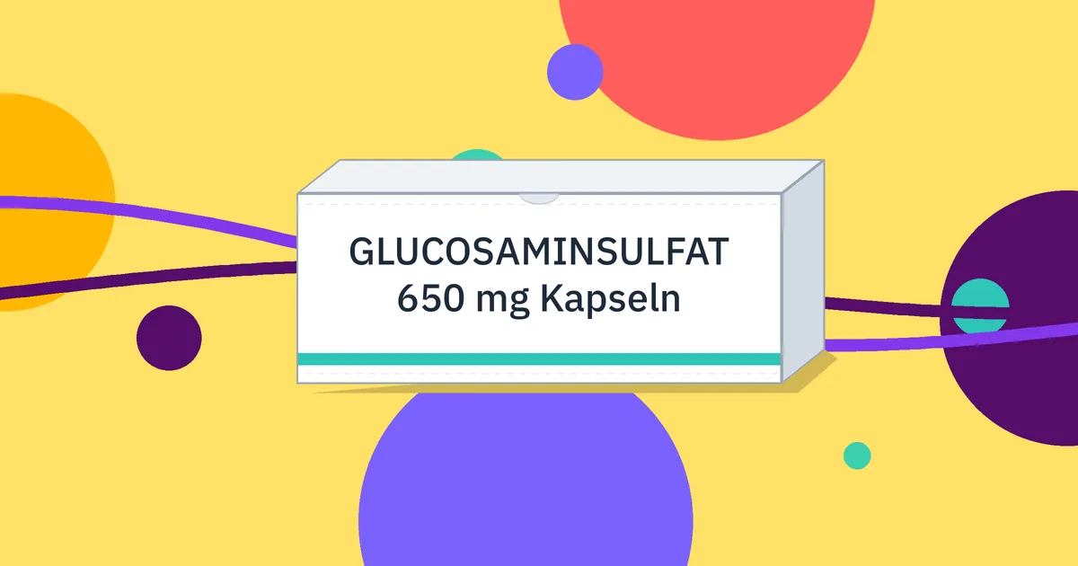 Symbolbild: Packung mit der Aufschrift GLUCOSAMINSULFAT 650 mg Kapseln (PZN 10309690) – Verfügbarkeit und Bezug in Apotheken in Frankfurt am Main