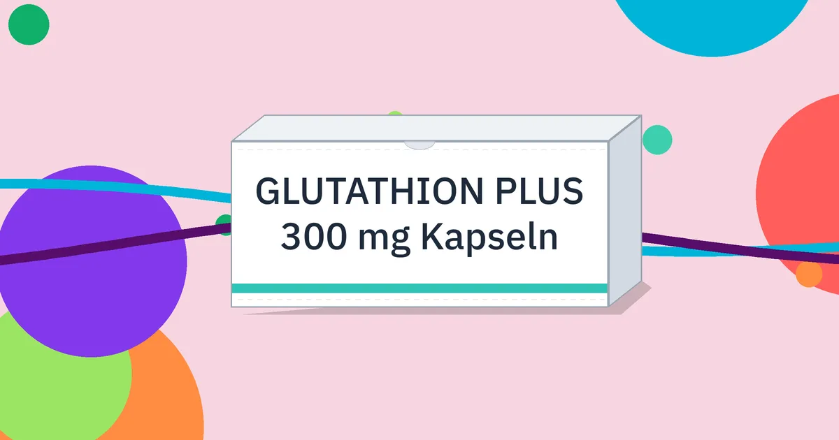 Symbolbild: Packung mit der Aufschrift GLUTATHION PLUS 300 mg Kapseln (PZN 15566813) – Verfügbarkeit und Bezug in Apotheken in Frankfurt am Main
