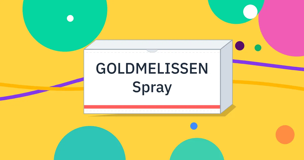 Symbolbild: Packung mit der Aufschrift GOLDMELISSEN Spray (PZN 11712583) – Verfügbarkeit und Bezug in Apotheken in Frankfurt am Main