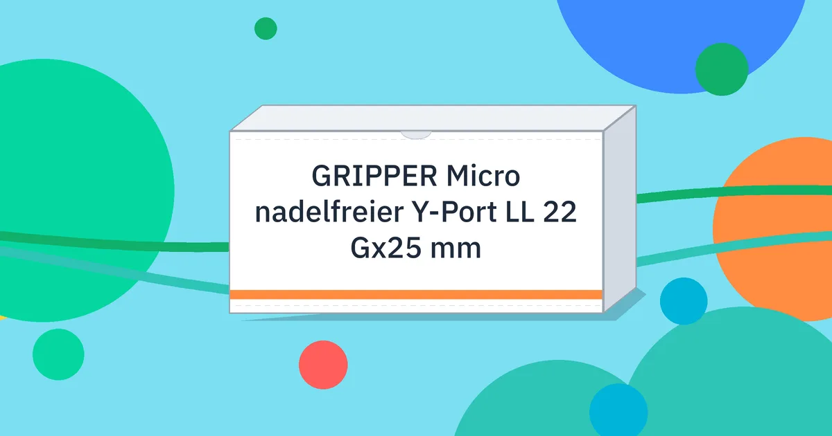 Symbolbild: Packung mit der Aufschrift GRIPPER Micro nadelfreier Y-Port LL 22 Gx25 mm (PZN 16747445) – Verfügbarkeit und Bezug in Apotheken in Frankfurt am Main