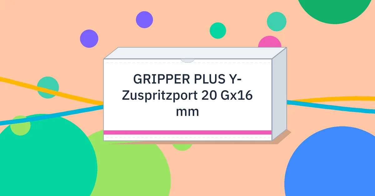 Symbolbild: Packung mit der Aufschrift GRIPPER PLUS Y-Zuspritzport 20 Gx16 mm (PZN 09676118) – Verfügbarkeit und Bezug in Apotheken in Frankfurt am Main