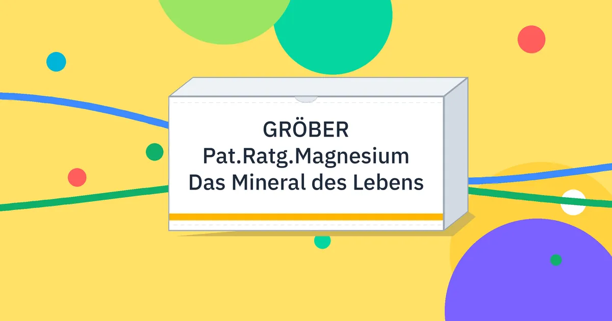 Symbolbild: Packung mit der Aufschrift GRÖBER Pat.Ratg.Magnesium Das Mineral des Lebens (PZN 10389192) – Verfügbarkeit und Bezug in Apotheken in Frankfurt am Main