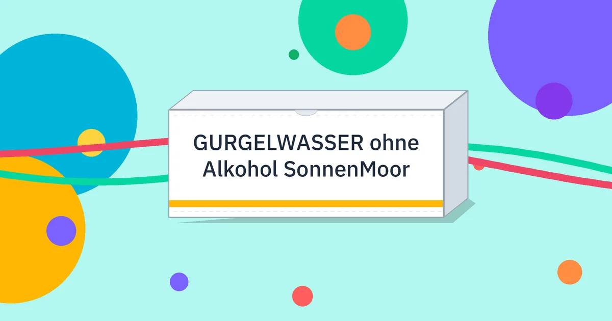 Symbolbild: Packung mit der Aufschrift GURGELWASSER ohne Alkohol SonnenMoor (PZN 08404636) – Verfügbarkeit und Bezug in Apotheken in Frankfurt am Main