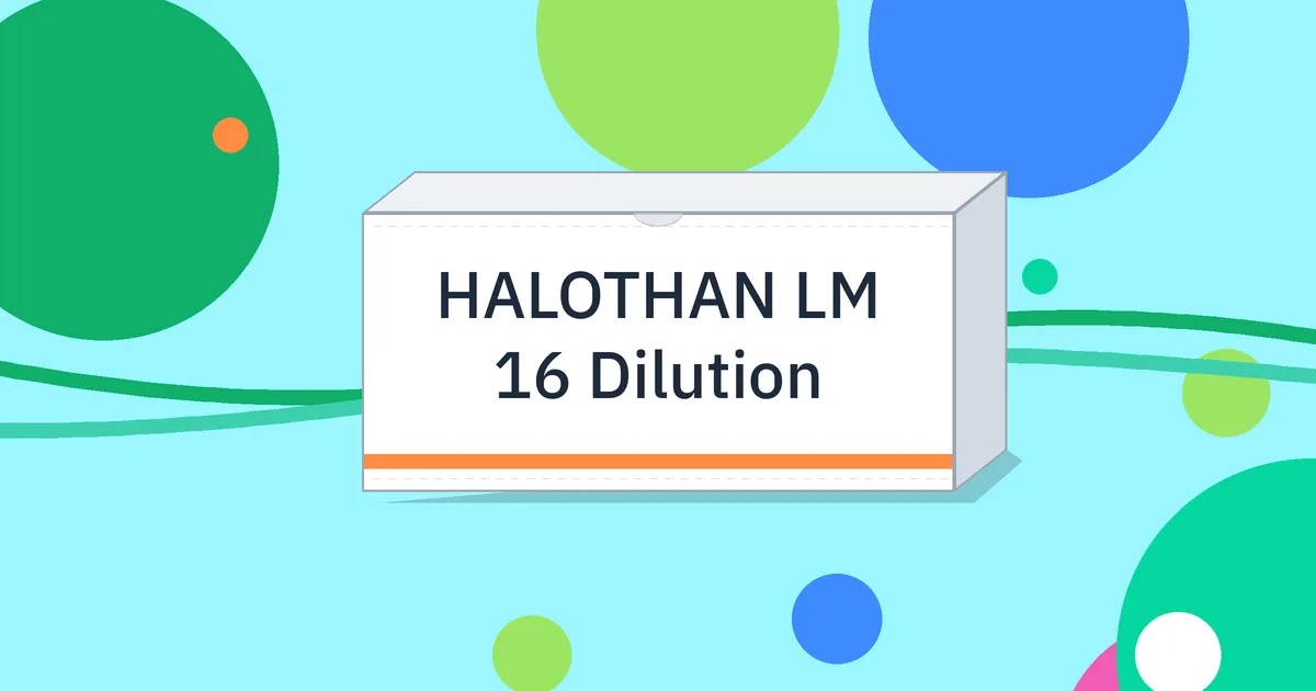 Symbolbild: Packung mit der Aufschrift HALOTHAN LM 16 Dilution (PZN 12884027) – Verfügbarkeit und Bezug in Apotheken in Frankfurt am Main