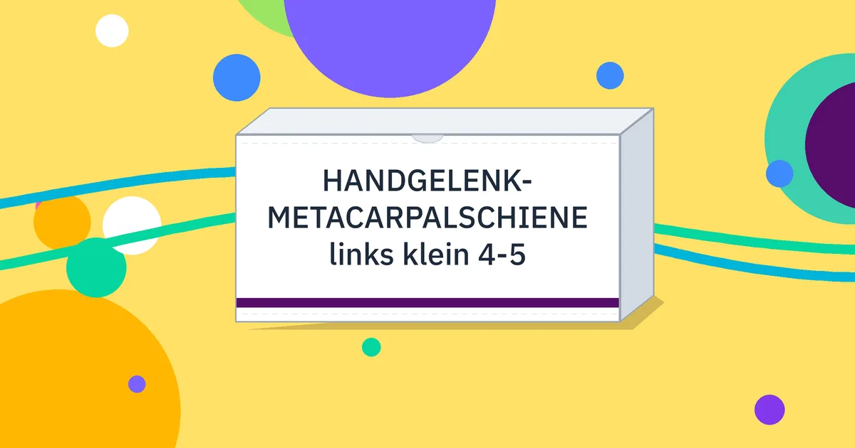 Symbolbild: Packung mit der Aufschrift HANDGELENK-METACARPALSCHIENE links klein 4-5 (PZN 02072570) – Verfügbarkeit und Bezug in Apotheken in Frankfurt am Main