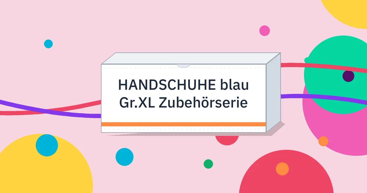 Symbolbild: Packung mit der Aufschrift HANDSCHUHE blau Gr.XL Zubehörserie (PZN 18832994) – Verfügbarkeit und Bezug in Apotheken in Frankfurt am Main