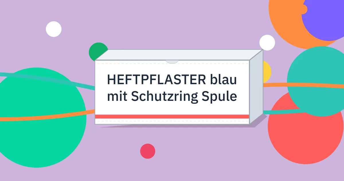 Symbolbild: Packung mit der Aufschrift HEFTPFLASTER blau mit Schutzring Spule (PZN 12492712) – Verfügbarkeit und Bezug in Apotheken in Frankfurt am Main