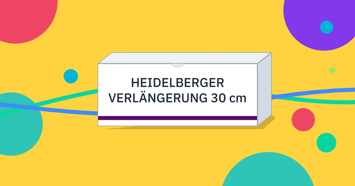 Symbolbild: Packung mit der Aufschrift HEIDELBERGER VERLÄNGERUNG 30 cm (PZN 16130242) – Verfügbarkeit und Bezug in Apotheken in Frankfurt am Main