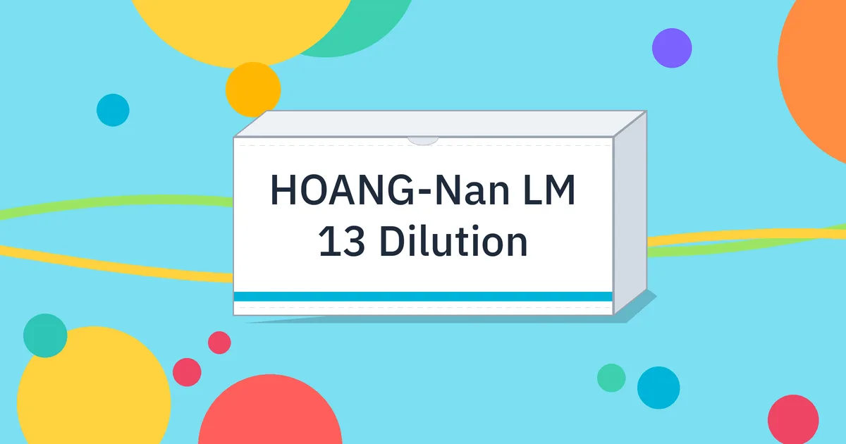 Symbolbild: Packung mit der Aufschrift HOANG-Nan LM 13 Dilution (PZN 12889289) – Verfügbarkeit und Bezug in Apotheken in Frankfurt am Main