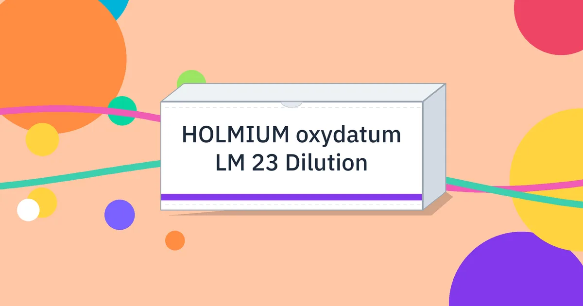 Symbolbild: Packung mit der Aufschrift HOLMIUM oxydatum LM 23 Dilution (PZN 13555018) – Verfügbarkeit und Bezug in Apotheken in Frankfurt am Main